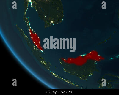 Malaysia from orbit of planet Earth with highly detailed surface ...