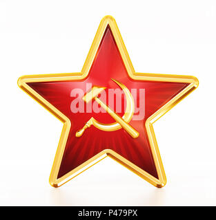 Red star with hammer and sickle - symbol and sign of communism and ...