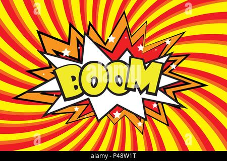 Boom word in action explosion label for comic effect as vector icon ...