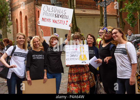 RIGA, Latvia. 21st June, 2018. People in Riga, Latvia protest against ...