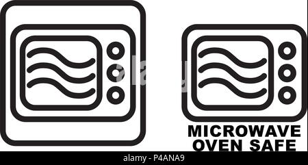 Microwave safe container icon. Simple black lines food container ...