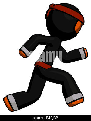 Orange football player man running fast right Stock Photo - Alamy