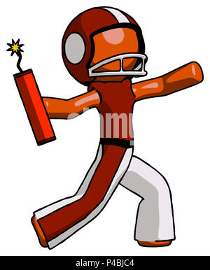 Orange football player man throwing dynamite Stock Photo - Alamy