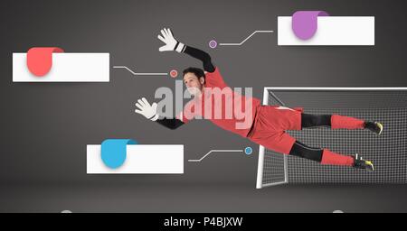 Blank infographic panels and soccer goalkeeper Stock Photo - Alamy