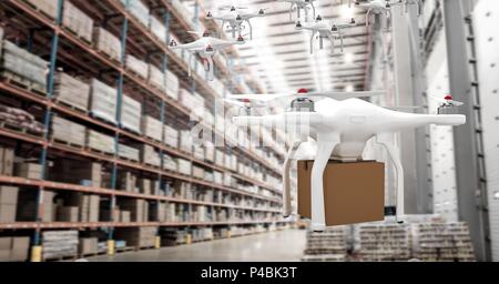 Parcel delivery drone in a drone factory, Japan Stock Photo - Alamy