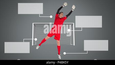 Blank infographic panels and soccer goalkeeper Stock Photo - Alamy