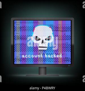 glitch hacker skull with text Stock Vector Image & Art - Alamy