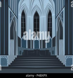 Beautiful view inside Cathedral Church. Interior of Catholic Basilica ...