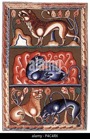This 12th-century folio from a Bestiary illustrates a whale, providing ...