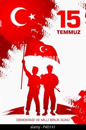 15 temmuz demokrasi ve milli birlik günü banner - vector illustration ...