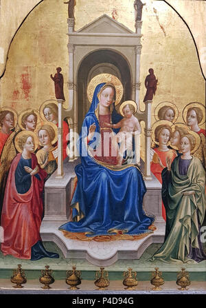 Thronende Madonna mit Kind und zwei Engeln. Museum: Pinacoteca e Museo Civici, Camerino. Author ...