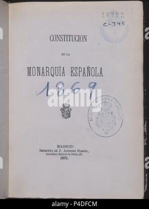 PORTADA DE LA CONSTITUCION DE 1869 - CONSTITUCION QUE MANTENIA LA FORMA ...