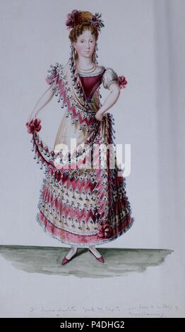 MARIA JOSEFA AMALIA REINA DE ESPAÑA - GRABADO POR A BLANCO S XIX ...