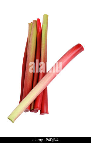 Stack of Raw Rhubarb Stalks isolated on white background Stock Photo ...
