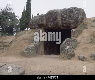 DOLMEN DE LA CUEVA DE LA MENGA. Location: CUEVA DE LA MENGA Stock Photo ...