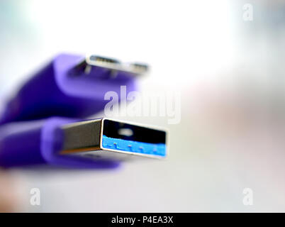 new usb 3 purple cable, image of a Stock Photo - Alamy