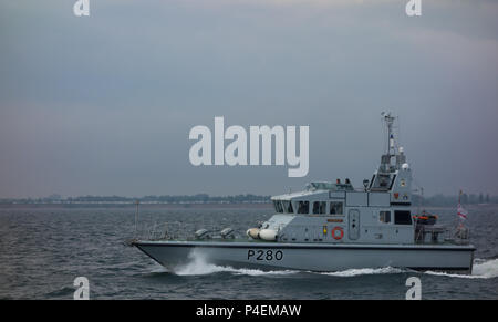 A Port side view of The Archer Class Patrol Vessel HMS Dasher P280, in ...