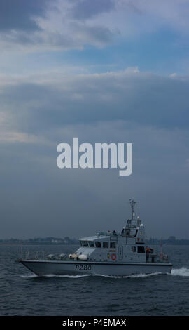 A Port side view of The Archer Class Patrol Vessel HMS Dasher P280, in ...