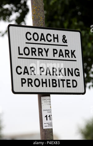 A Coach and Lorry Park, Car Parking Prohibited sign in Chichester, West ...