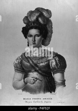 MARIA JOSEFA AMALIA REINA DE ESPAÑA - GRABADO POR A BLANCO S XIX ...
