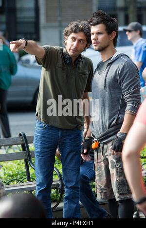 Taylor Lautner on the film set of 'Tracers' on location in Queens ...