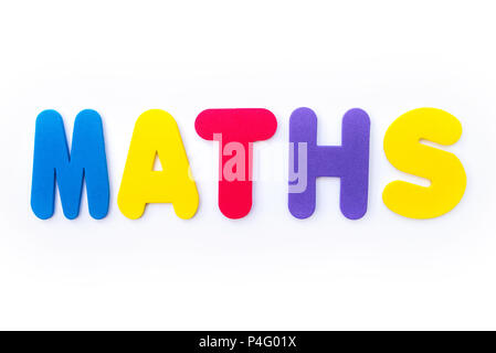 The word MATHS spelt in multi-coloured letters Stock Photo - Alamy