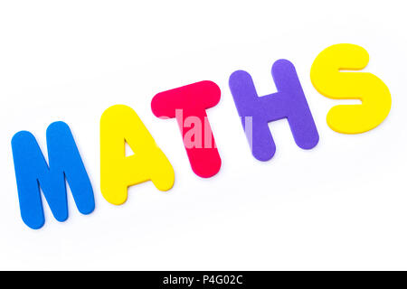 The word MATHS spelt in multi-coloured letters Stock Photo - Alamy