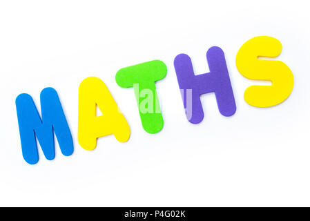 The word MATHS spelt in multi-coloured letters Stock Photo - Alamy
