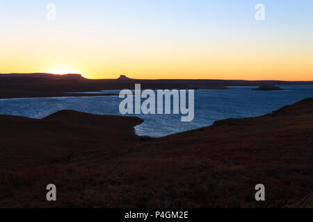 Sterkfontein Dam Nature Reserve dawn landscape, South Africa. African ...