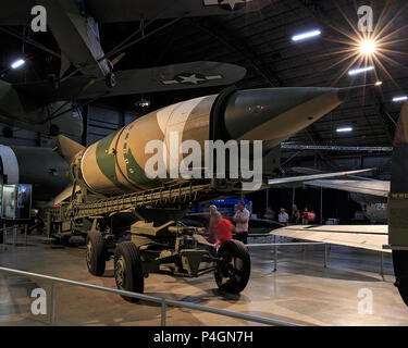 A German V2 World War II rocket standing in the main hall of the ...