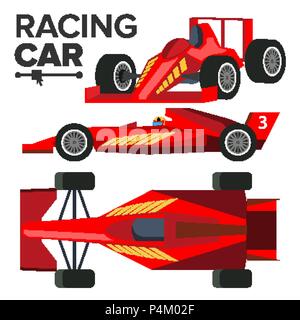 Formula 1 red racing car back view vector icon. Championship one ...