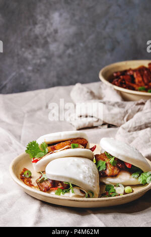 Homemade Steamed Pork Belly Bao Buns with Veggies Stock Photo - Alamy