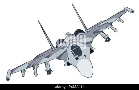 Landing of the newest russian jet fighter aircraft. Technichal draw ...