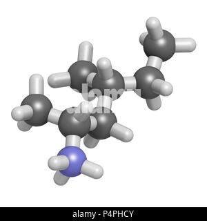Methylhexanamine, methylhexamine, dimethylamylamine, DMAA molecule. It ...