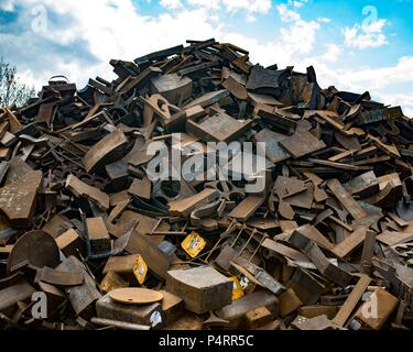Large heap of scrap metal in scrap metal yard Stock Photo - Alamy