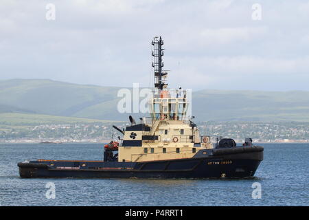 Ayton Cross, a Svitzer tug boat based at Greenock on the Firth of Clyde ...