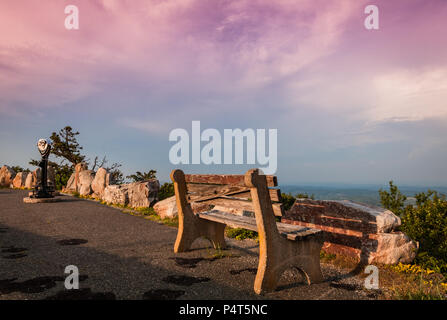 Stormy sunset over the mountains at High Point State Park, the top of ...