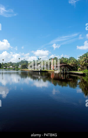 boat docks on the shore of Whitcomb Bayou, Tarpon Springs, Florida ...