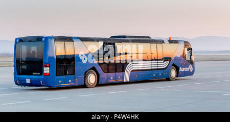 Russia, Vladivostok, 10/13/2017. Passenger bus in airport. Used to ...