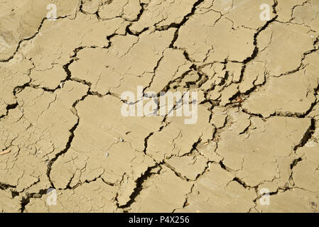 Close-up of cracked clay soil texture, natural earth layers background ...