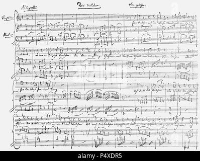 Handwritten sheet music by Wolfgang Amadeus Mozart (1756-1791) an ...