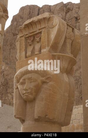 Hathor column pillar belonging to the Chapel of Hathor. Temple of ...