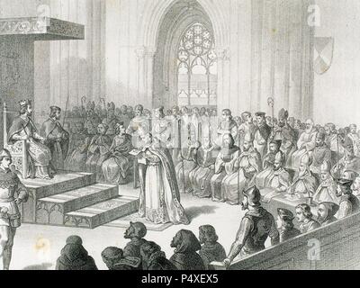 Historia. Tercer Concilio de Toledo en el año 589 presidido por el rey ...