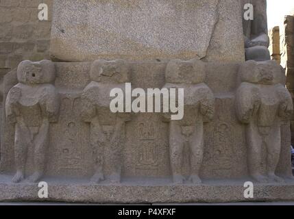 Egypt, Luxor, Luxor Temple, Baboons at the base of the obelisk Stock ...