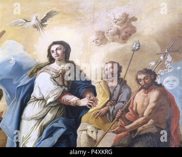 Jose Luzan (1710-1785). Spanish painter. Immaculate with John the ...