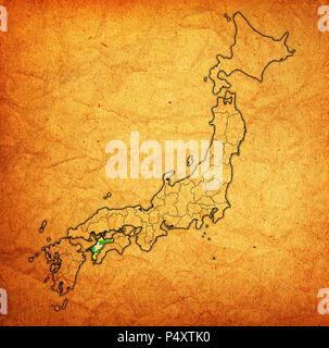 flag of ehime prefecture on map with administrative divisions and ...
