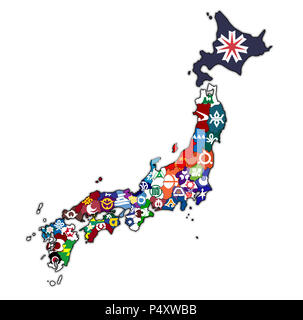 territory of japan prefectures on map with administrative divisions ...