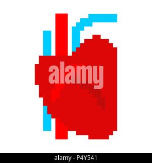 Anatomical heart pixel art. 8 bit Internal organ vector illustration ...