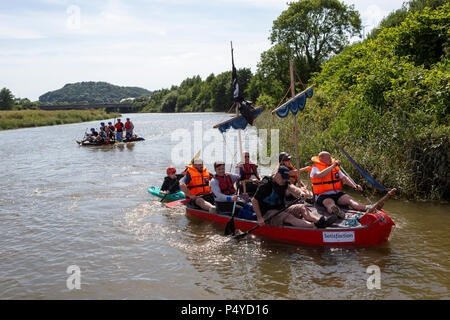 Home made rafts racing on the river Tywi / Towy at Carmarthen ...