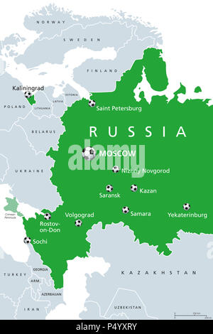 Russia political map with capital Moscow, national borders, important ...